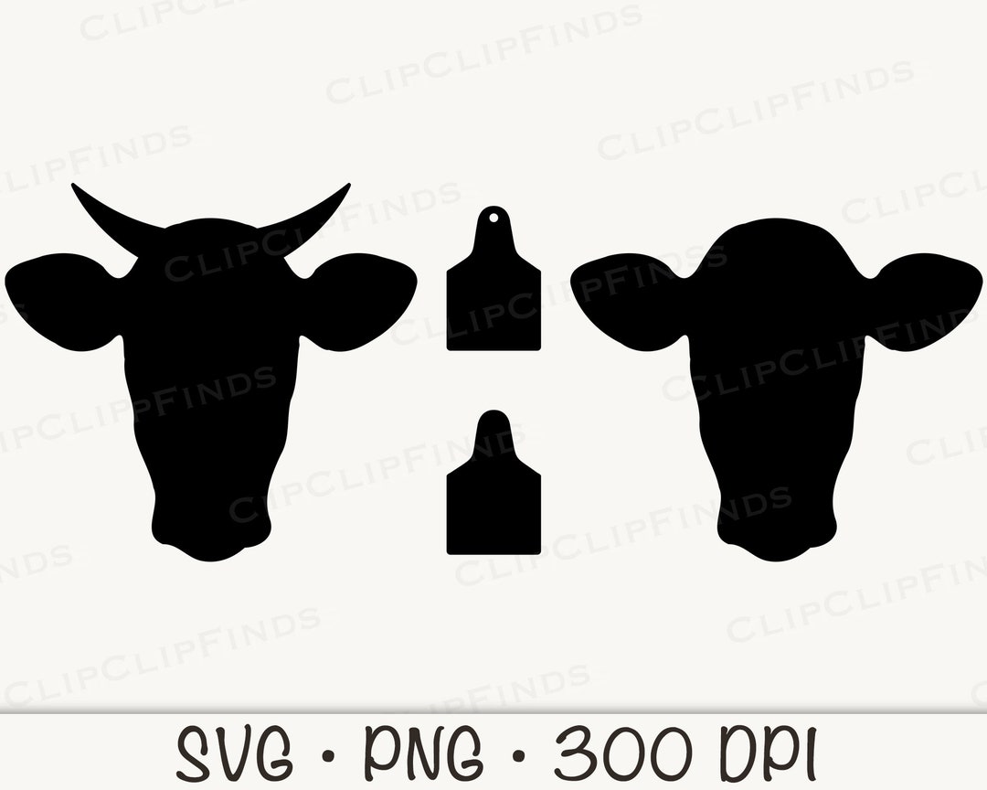 Cow Head With Tag SVG PNG: Bull Horn Clipart (digital Download) - Etsy
