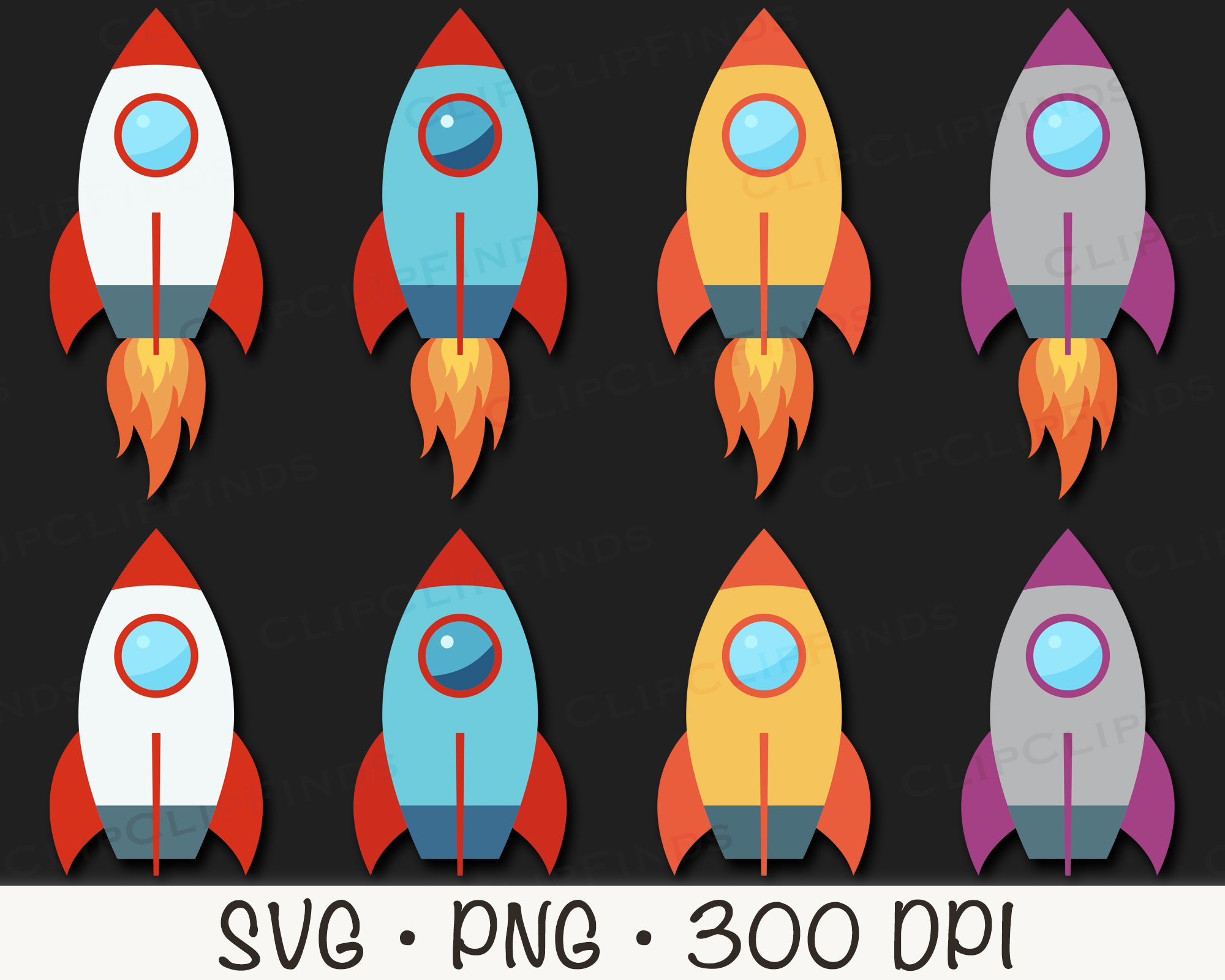 Rocket Spaceship Clipart Bundle: Space Vector Cut File (digital ...