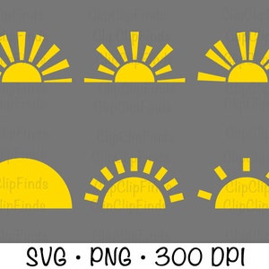 Sunshine Sun Sunset Sunrise Half Sun SVG PNG Clip Art - Etsy