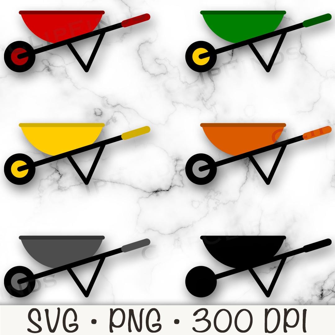 Wheelbarrow SVG, Wheelbarrow PNG, Wheelbarrow Clipart, Red, Green ...