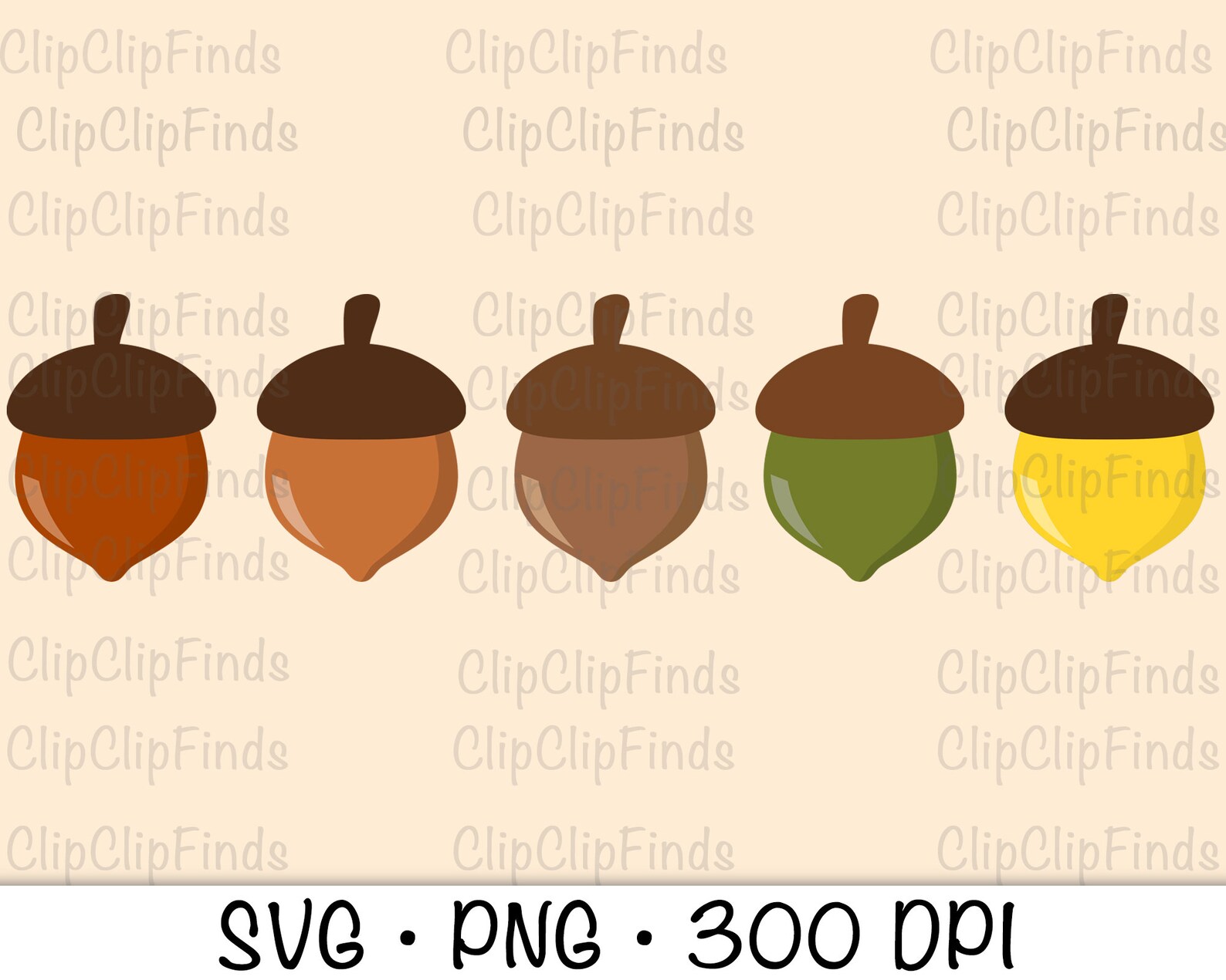 Acorn Acorn Clip Art Fall Acorn Bundle Assorted Colors - Etsy