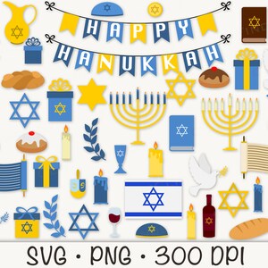 Hanukkah Clipart, Shabbat Clipart, Happy Hanukkah, Jewish Holiday ...