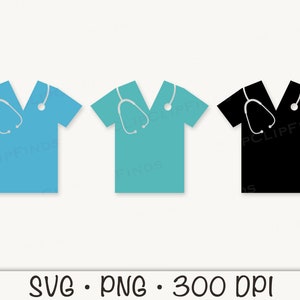 Medical Scrub Shirt & Stethoscope Clip Art (SVG, PNG) - Etsy
