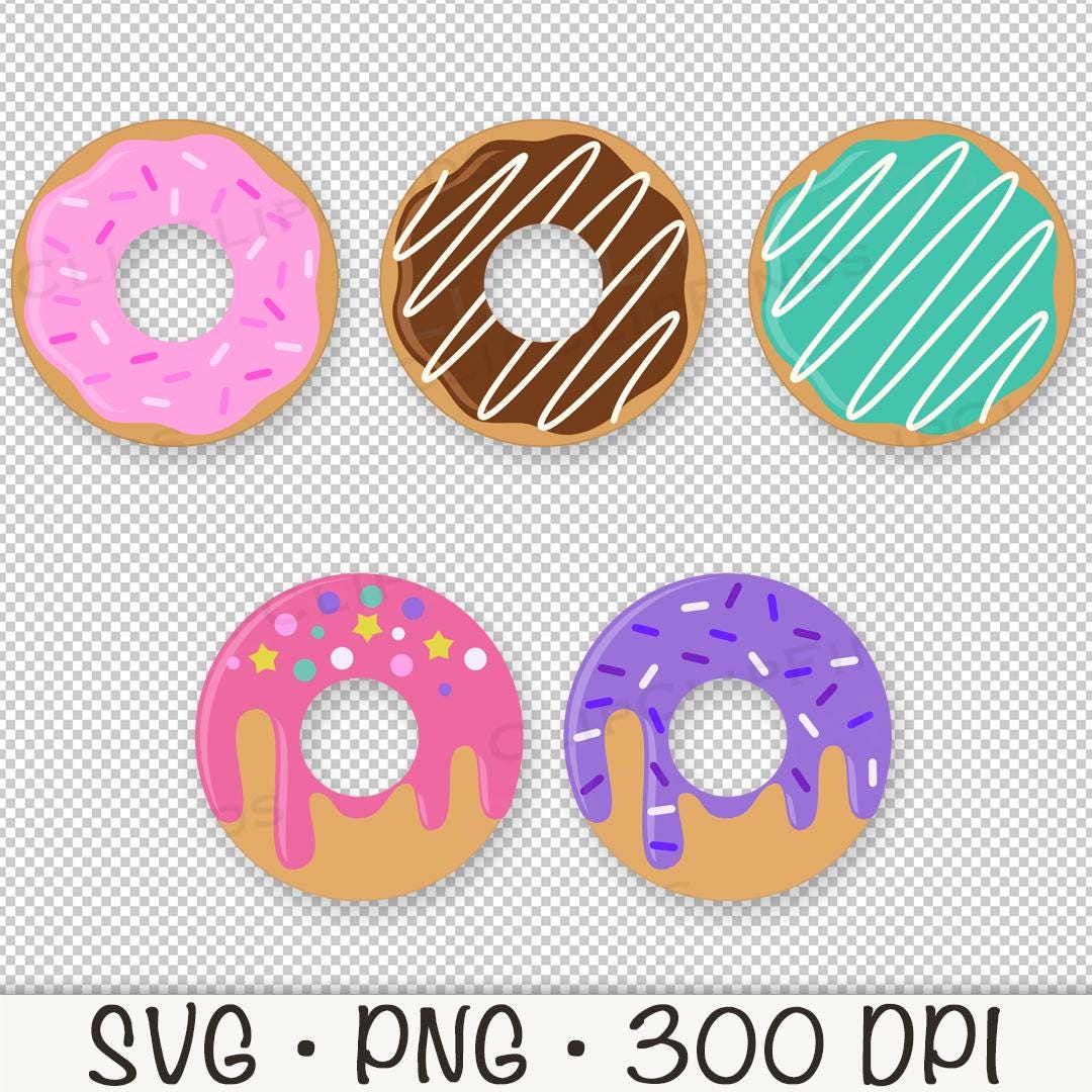 Donuts Clipart, Donut PNG, Donut SVG, Pink Donut, Blue Donut, Chocolate ...