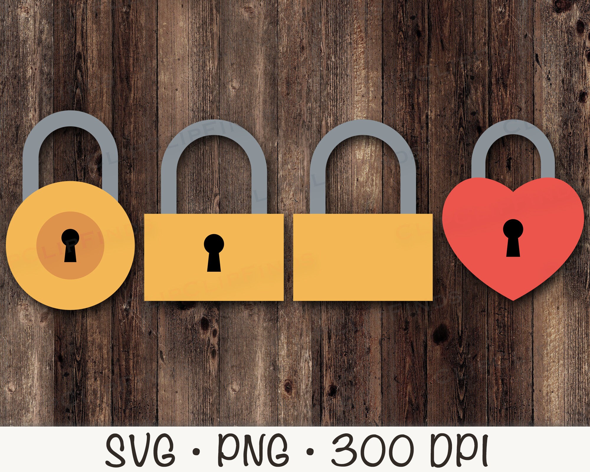 Lock SVG Clipart: Round, Heart, Square Locks (digital Download) - Etsy