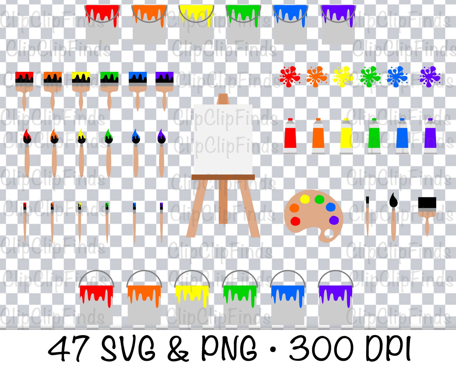 Paint Clipart Painting Clipart SVG PNG Colorful Paint - Etsy