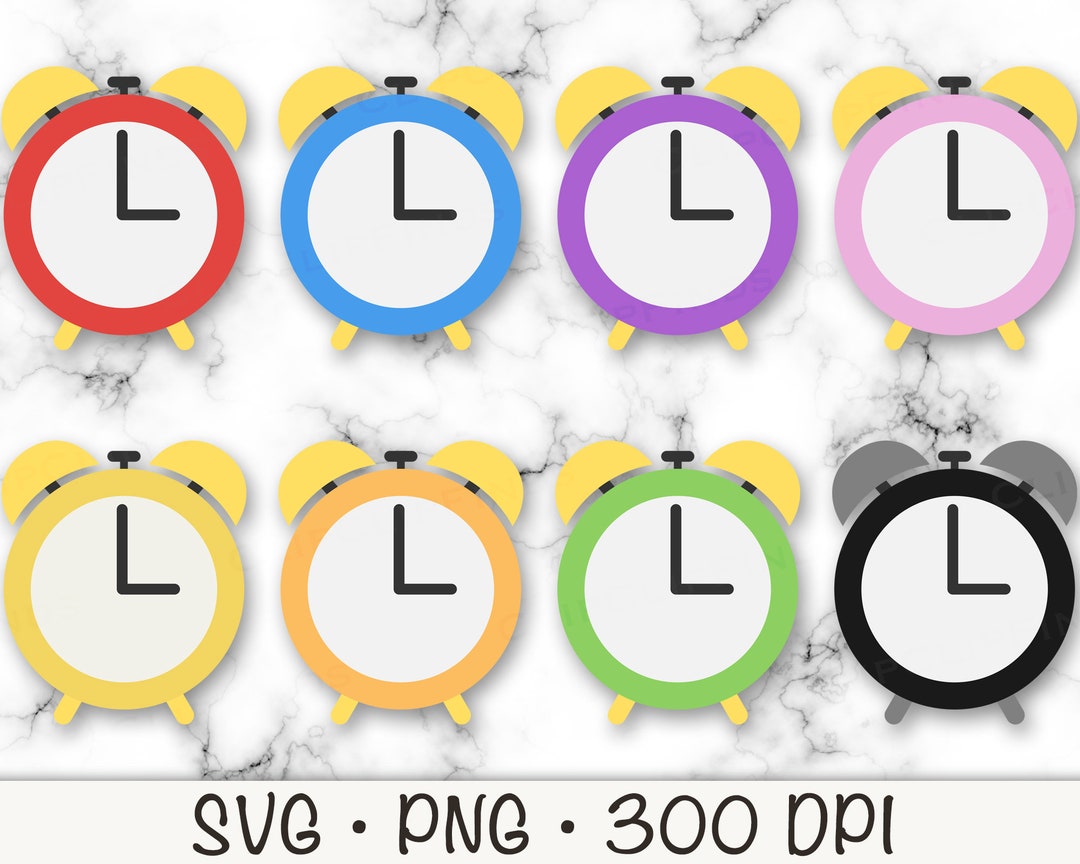 Alarm Clock Clip Art, Clock SVG, Clock PNG, Cute Colorful Clock ...
