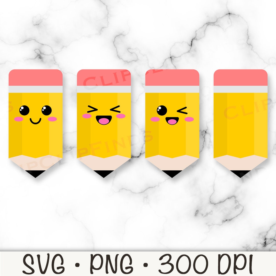 Kawaii Happy Pencil, Pencil, Cute, School, Teacher, Bookmark, Kawaii ...