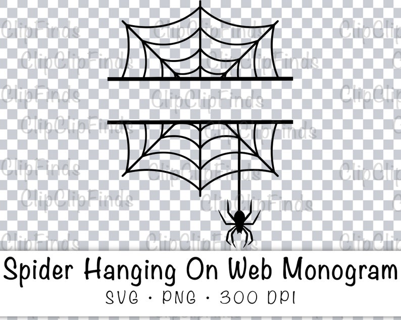 Spider Hanging on Web Split Monogram SVG Vector File and PNG - Etsy