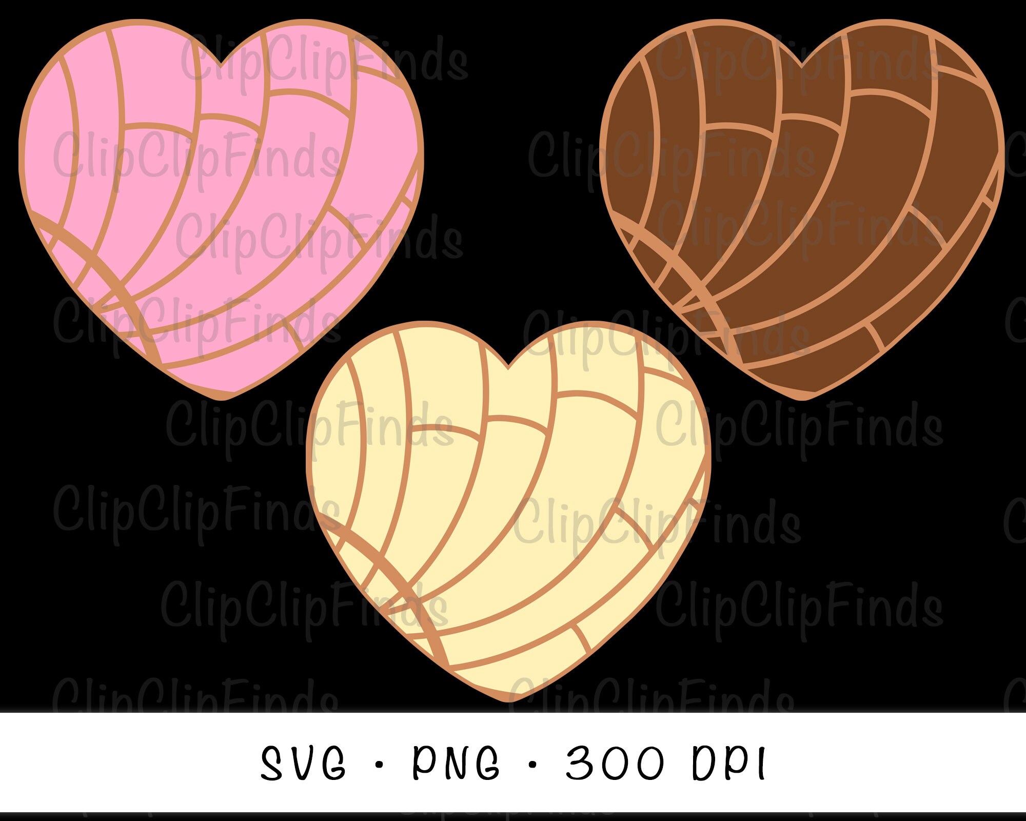 Heart Concha Bread Bundle SVG Vector Cut File and PNG - Etsy México