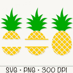 Pineapple SVG, Pineapple Split Monogram Frame SVG, PNG, Instant Digital ...