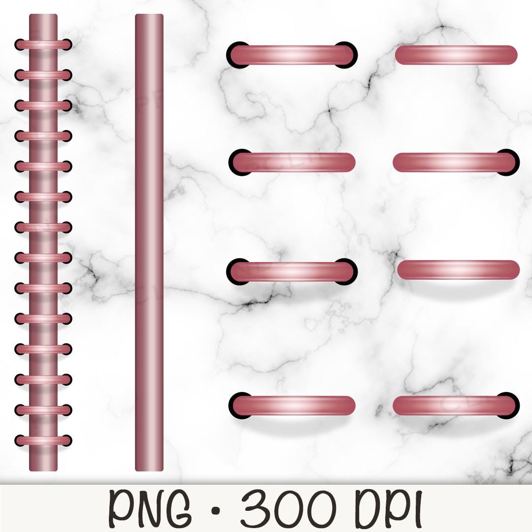 Metallic Rose Gold Binder Rings for Digital Planners, Binder Rings PNG ...