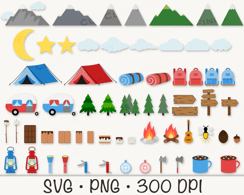 Camping Clipart Bundle: Happy Camper PNG SVG (digital Download) - Etsy