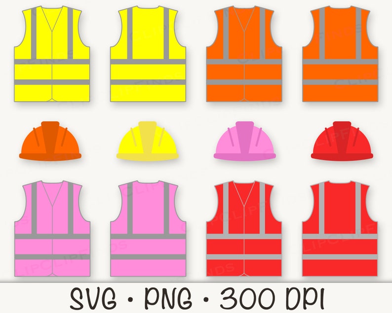 Construction Safety Vest SVG Pink Red Yellow Orange - Etsy