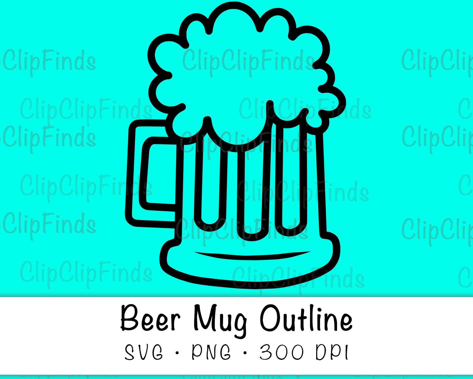 Beer Mug Outline SVG Vector Cut File and PNG Transparent - Etsy