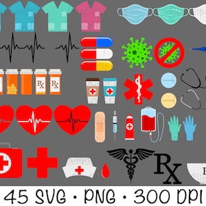 Medical Clip Art Bundle Pack, SVG, PNG, Instant Digital Download, Nurse ...