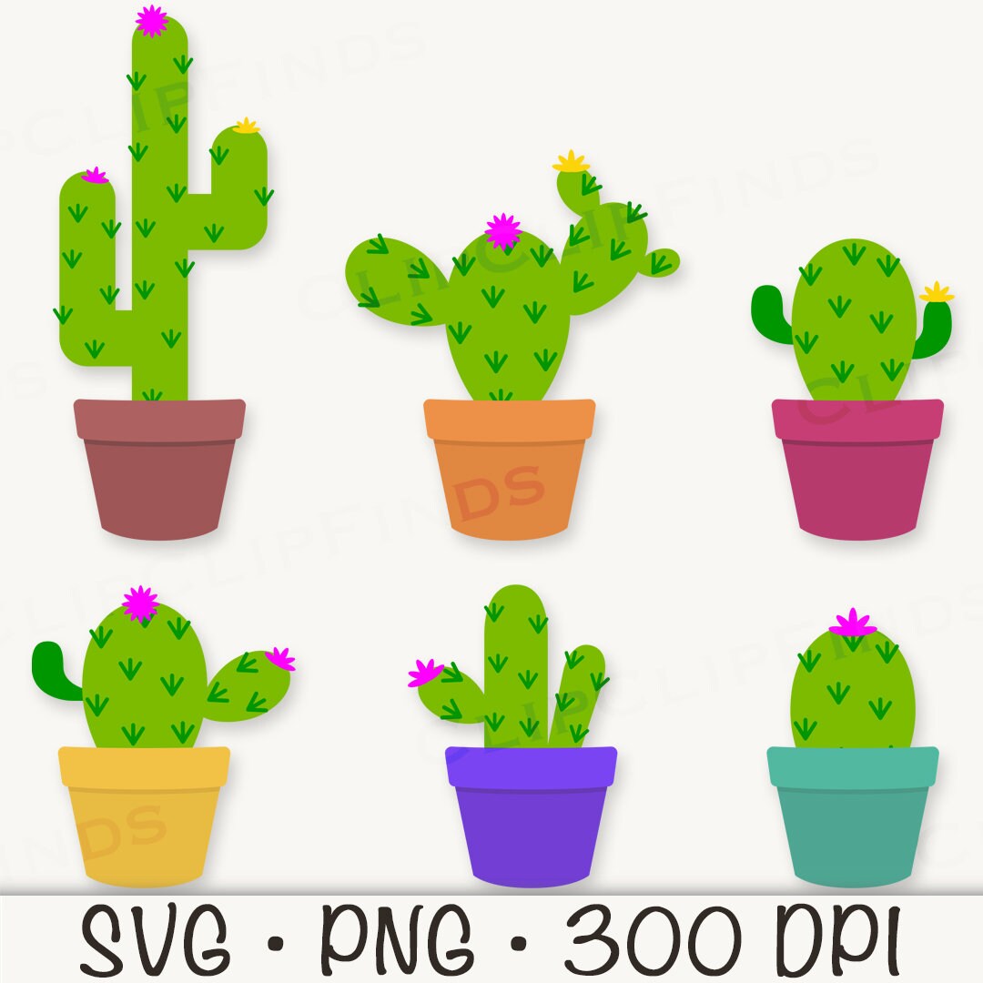Cactus Bundle Pack, Cactus SVG, Cactus PNG, Cactus Clipart, Digital ...
