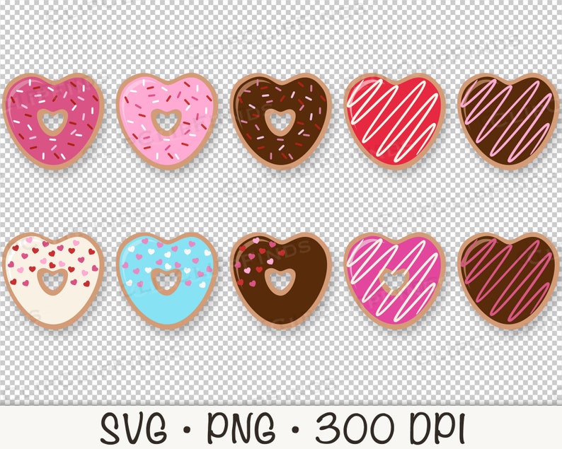Heart Donuts SVG Heart Donuts PNG Clipart Heart Donuts - Etsy