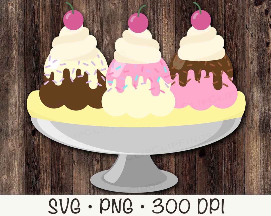 Banana Split Sundae SVG, Banana Split Clipart, PNG, Instant Digital ...