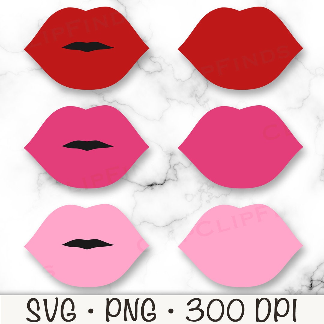 Lips SVG Bundle Pack, Lips PNG Clip Art, Pink Lips, Red Lips, Kiss PNG ...