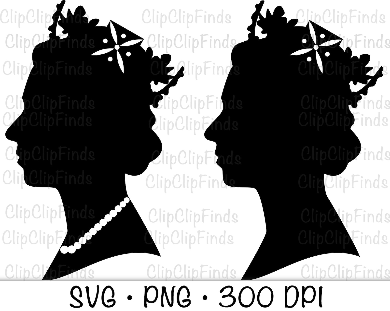 Queen Elizabeth II Side Profile Silhouette With Crown SVG - Etsy