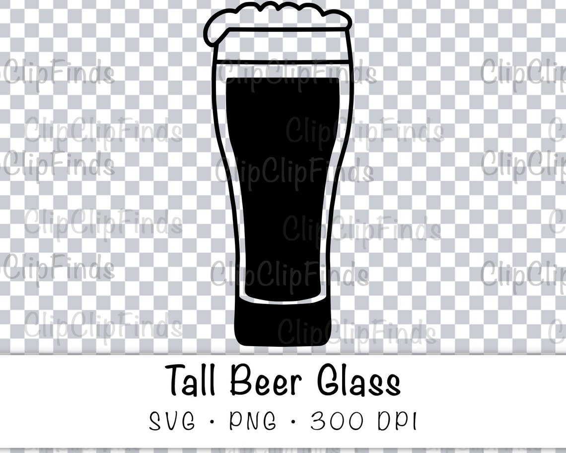 Tall Beer Glass SVG Vector Cut File and PNG Transparent | Etsy