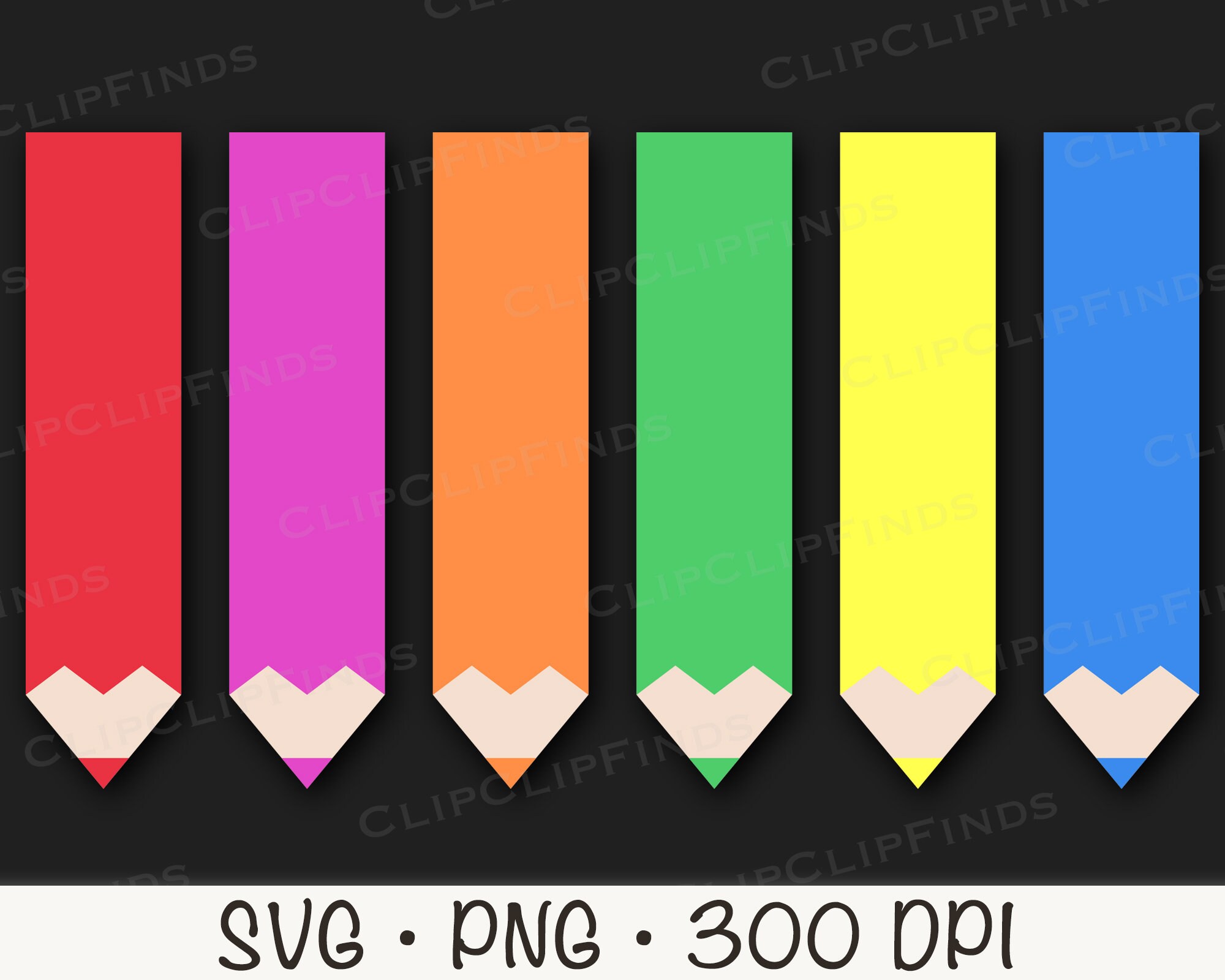 Coloring Pencil Clipart: School PNG, SVG (digital Download) - Etsy