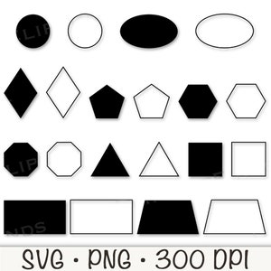 Basic Shapes SVG Bundle Pack, Geometric Shapes PNG, Shapes Outline ...