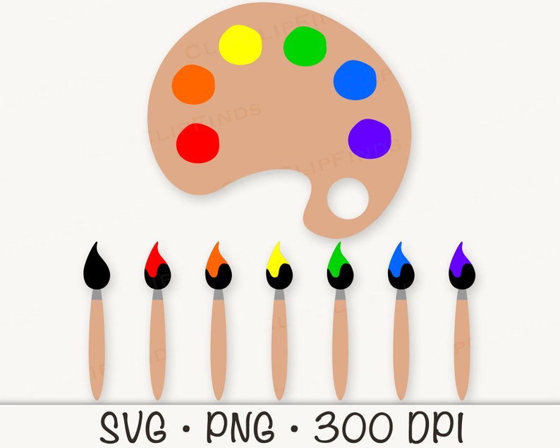 Paint Palette Clipart, Paint Brush, PNG, SVG, Colorful, School Supplies ...