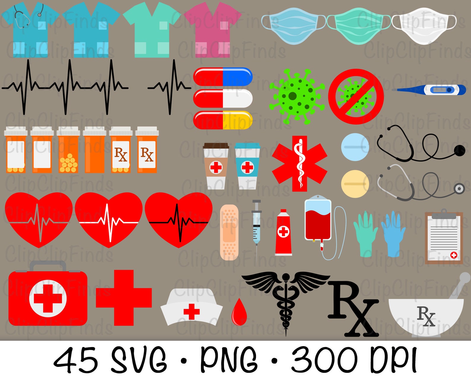 Medical Clip Art Bundle Pack, SVG, PNG, Instant Digital Download, Nurse ...