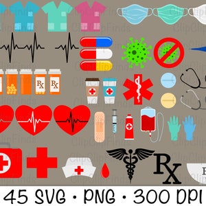 Medical Clip Art Bundle Pack, SVG, PNG, Instant Digital Download, Nurse ...
