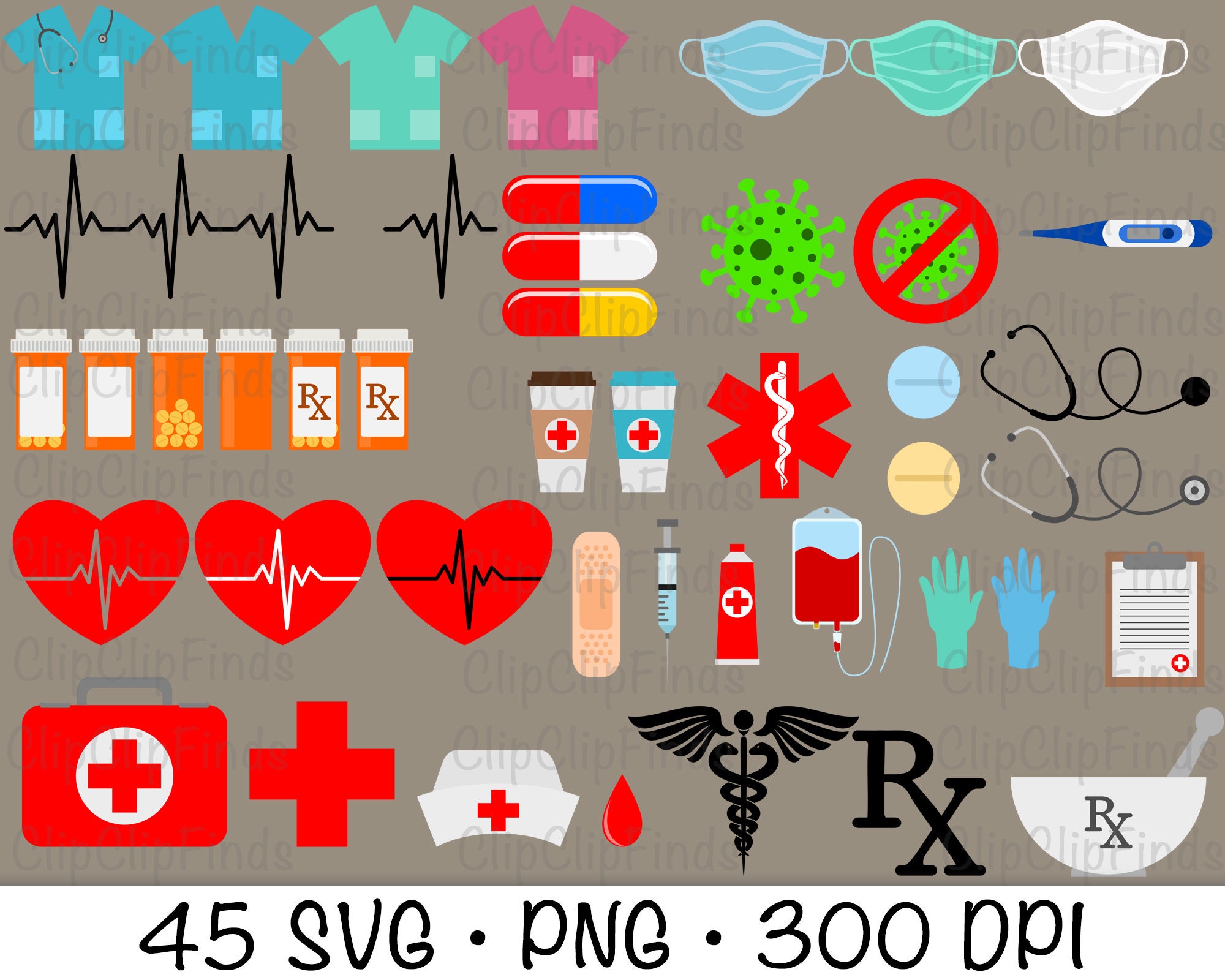 Medical Clip Art Bundle Pack SVG PNG Instant Digital - Etsy UK