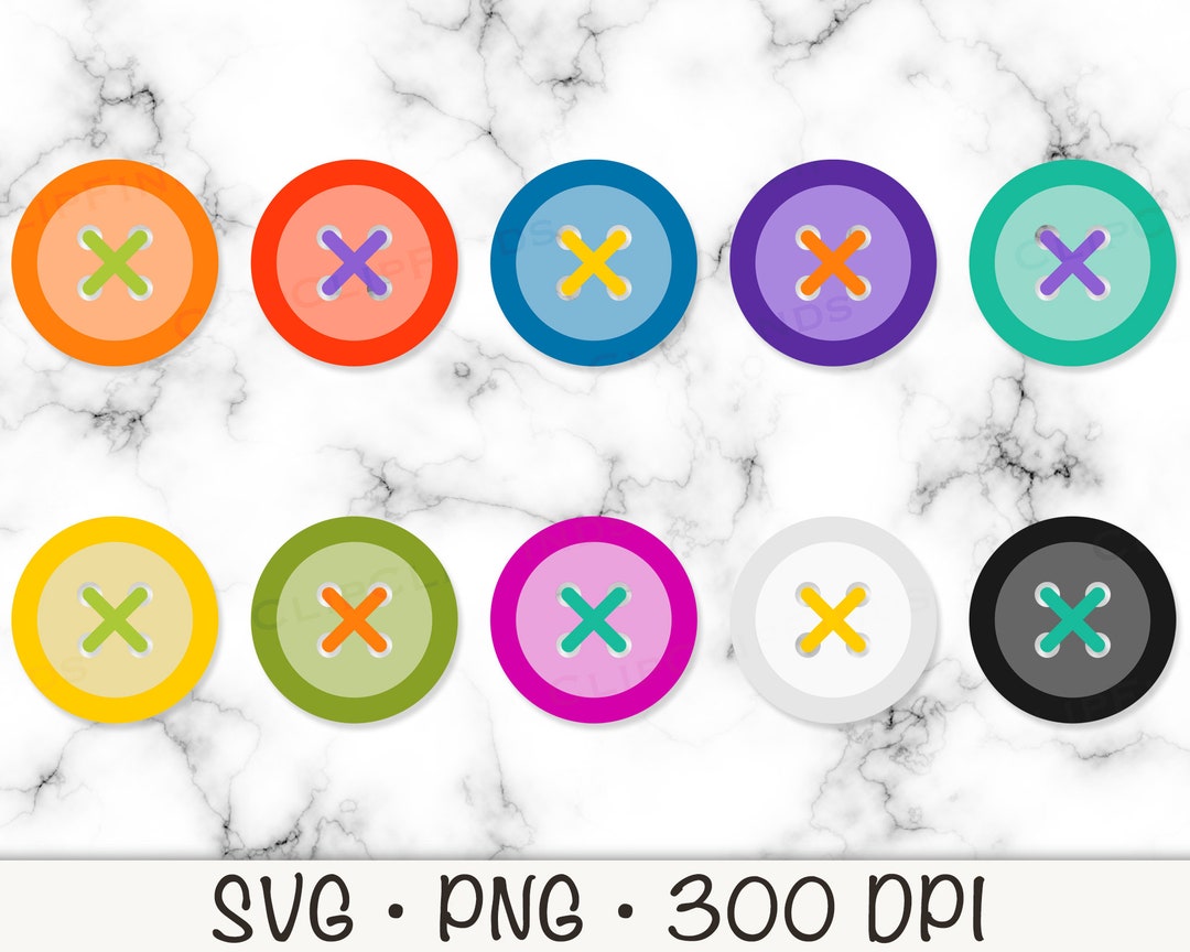 Button SVG, Button PNG, Button Clipart, Colorful Button, Sewing Button ...