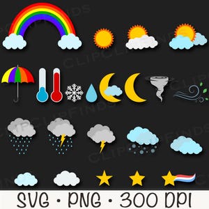 Weather Clipart, Weather PNG, Weather SVG, Forecast, Rain, Wind ...