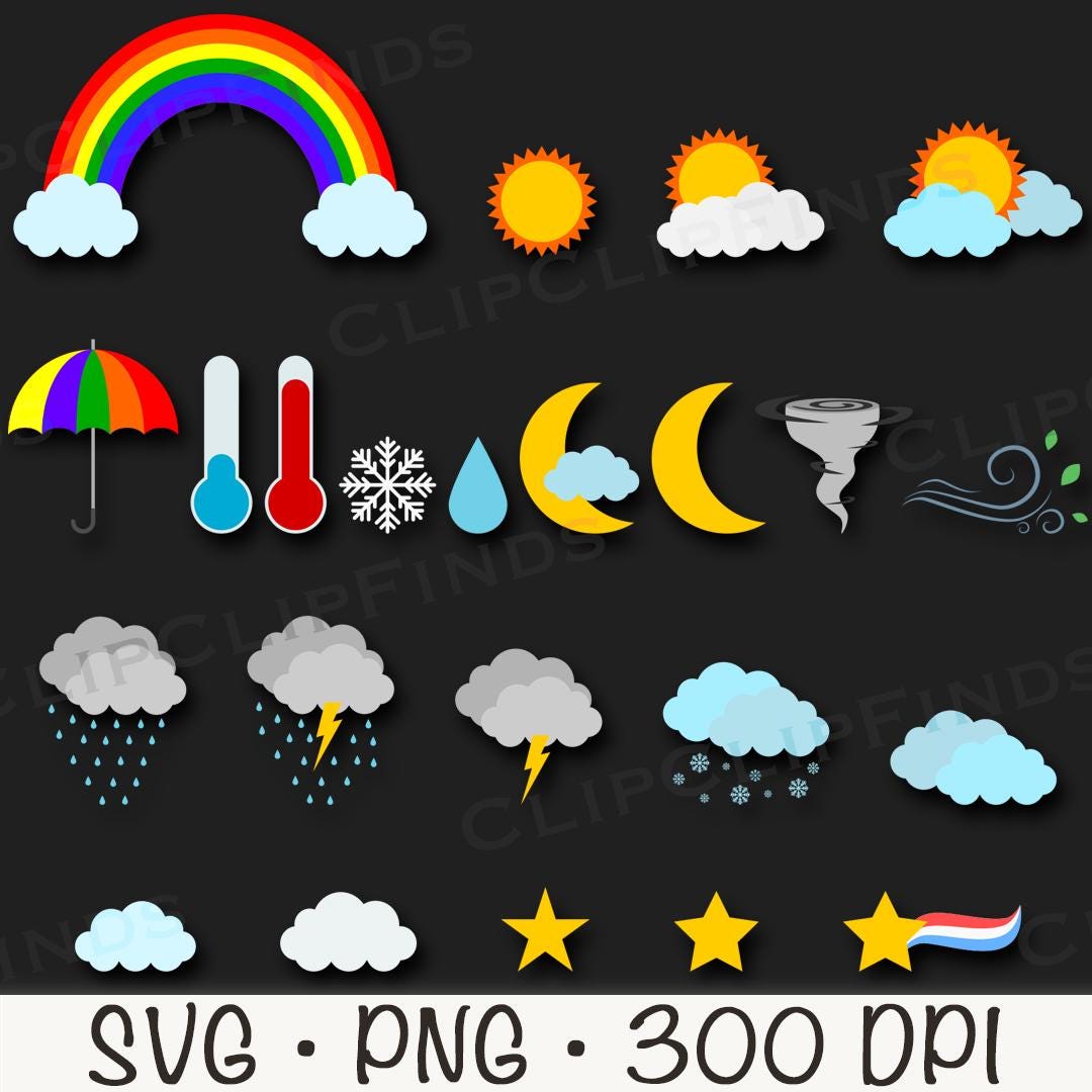Weather Clipart, Weather PNG, Weather SVG, Forecast, Rain, Wind ...