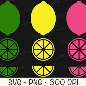 Lemon SVG, Lime SVG, Pink Lemon, Bundle Pack, Icon Symbol, Vector Cut ...