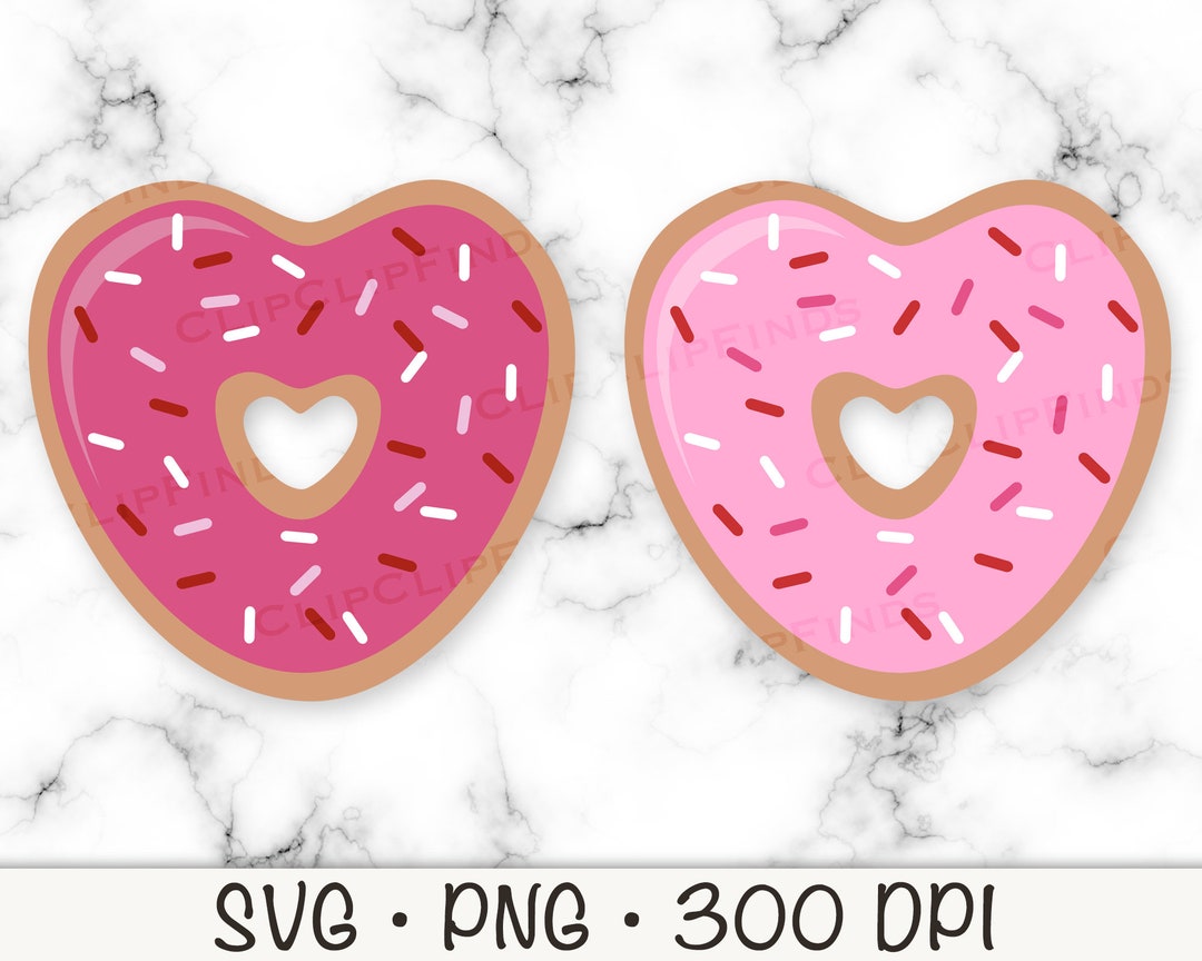 Heart Donuts SVG, Heart-shaped Donuts Clipart, Pink Donuts, PNG ...
