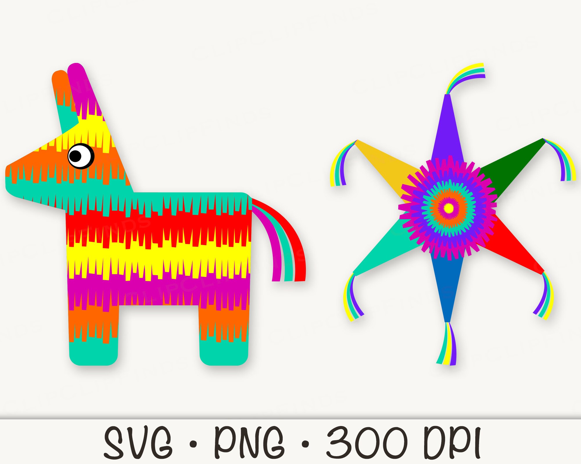Mexican Fiesta Piñata Clipart: Hand-drawn SVG, PNG (digital Download ...