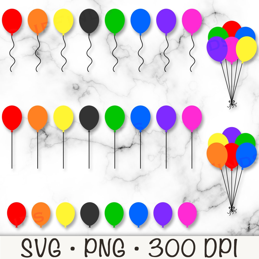 Balloons Clipart, Balloons SVG, Balloons PNG, Bunch of Balloons ...