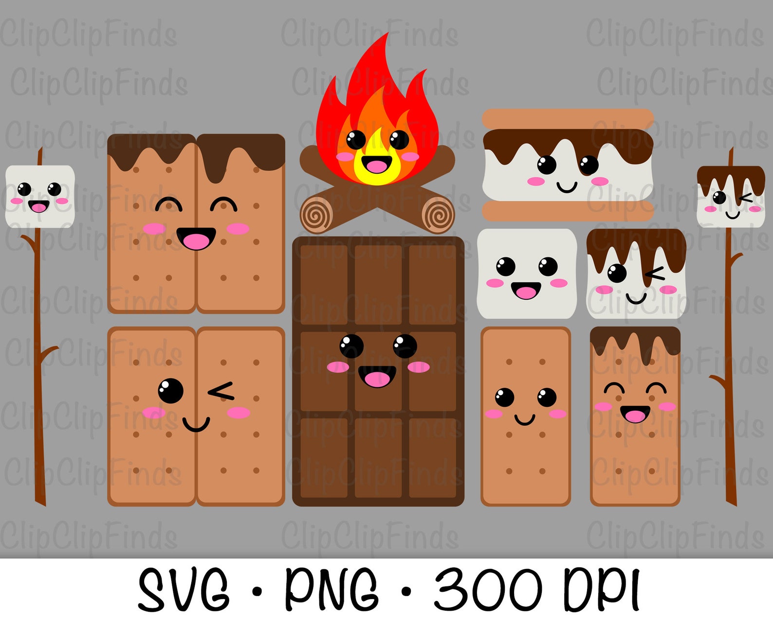 Kawaii Smores Clipart Cute Kawaii S'mores Camping SVG - Etsy