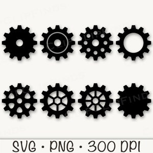 Cog Bundle Pack SVG, Gear Cog PNG, Mechanical Cog Wheel, Steampunk, Cog ...