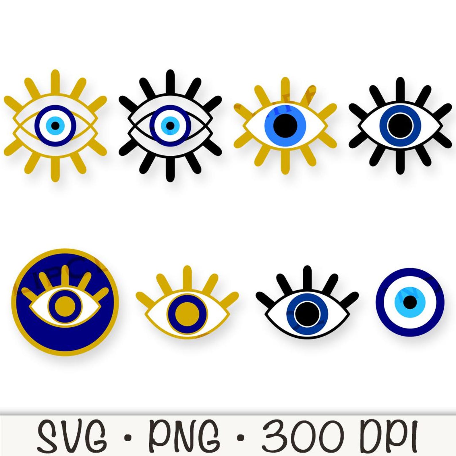 Evil Eye SVG Bundle: Lashes, Thick Outline Clipart (digital Download ...