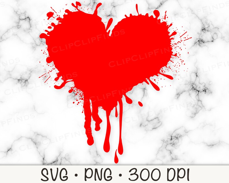 Bleeding Heart Splatter SVG Vector File and PNG Transparent Background ...