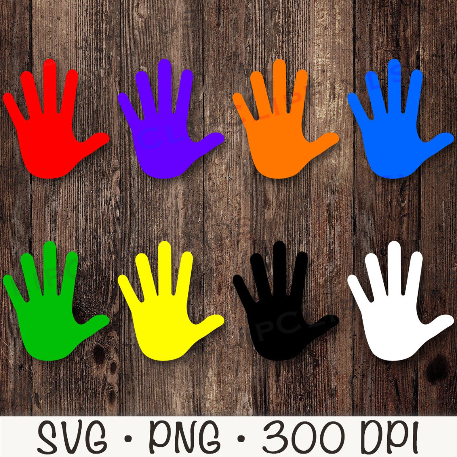 Hand Silhouette SVG, Colorful Handprint Bundle Pack PNG, Painted Hands ...