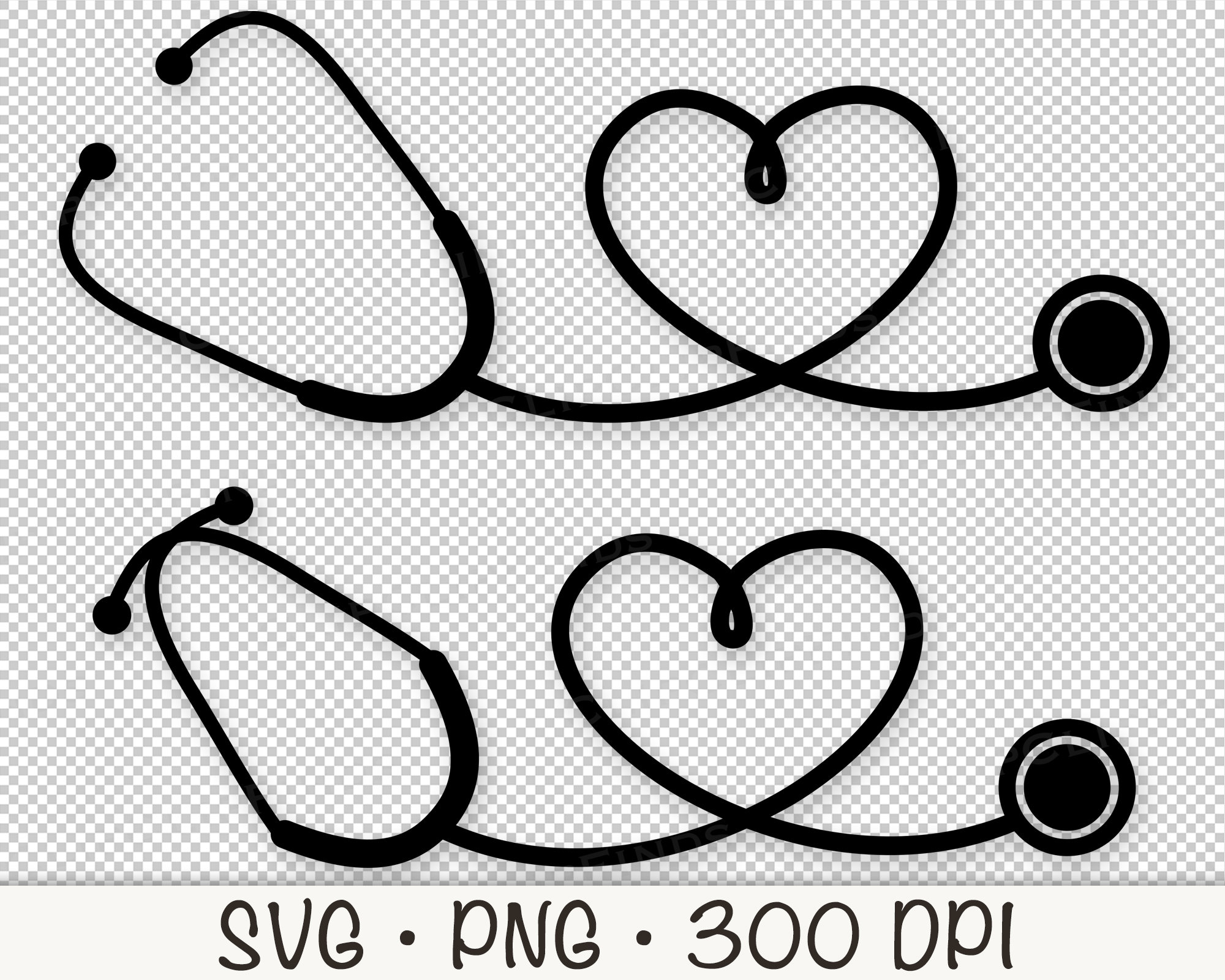 Stethoscope Heart SVG: Nurse Doctor Medical Clip Art (digital Download ...