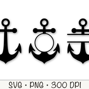 Anchor SVG, Split Monogram Anchor, Circle Monogram Anchor, PNG, Boat ...