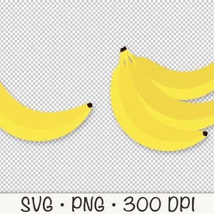 Banana SVG, Bunch of Bananas, Banana Clipart, Banana PNG, Single Banana ...
