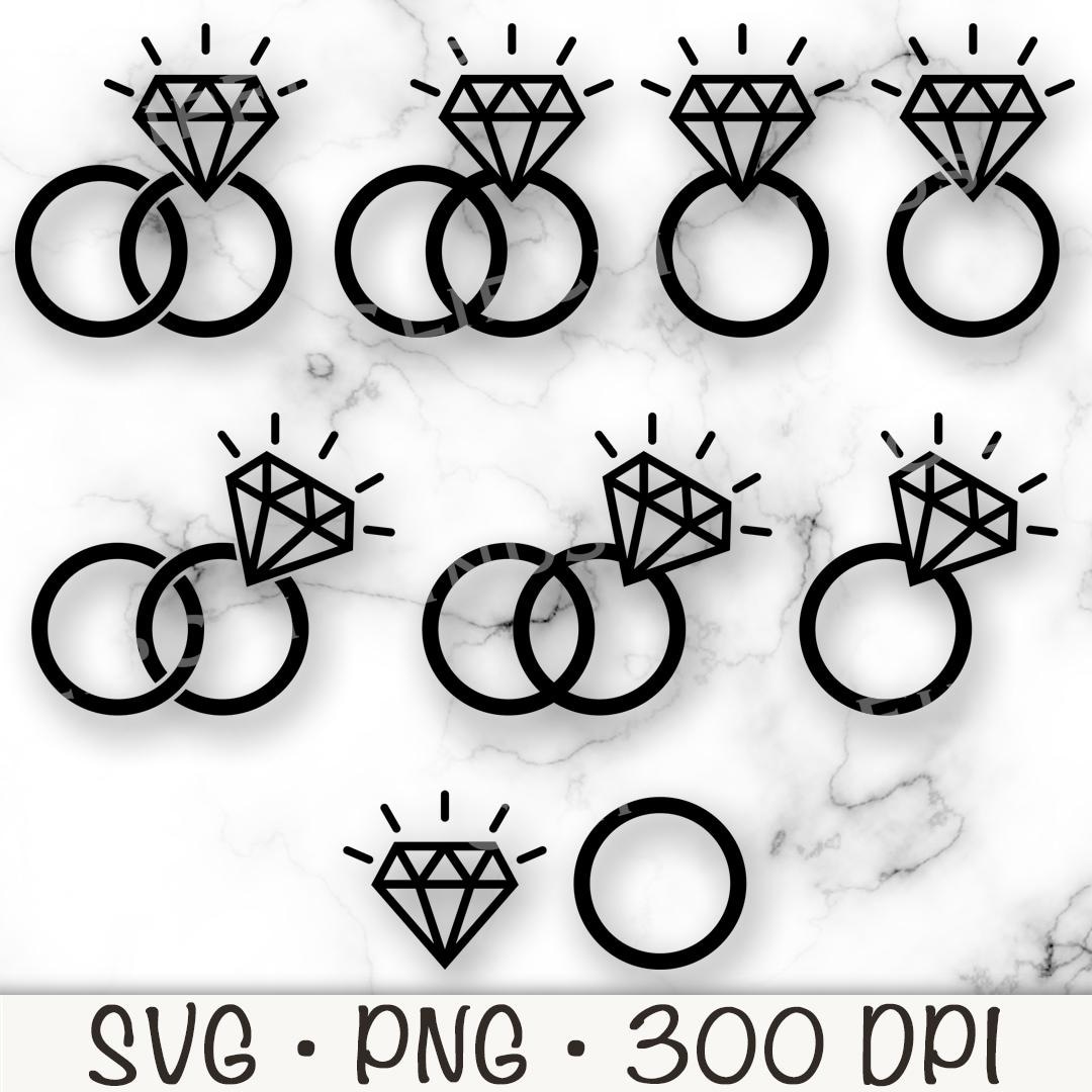 Wedding Ring SVG, Wedding Band SVG, Diamond Ring PNG, Ring Silhouette ...