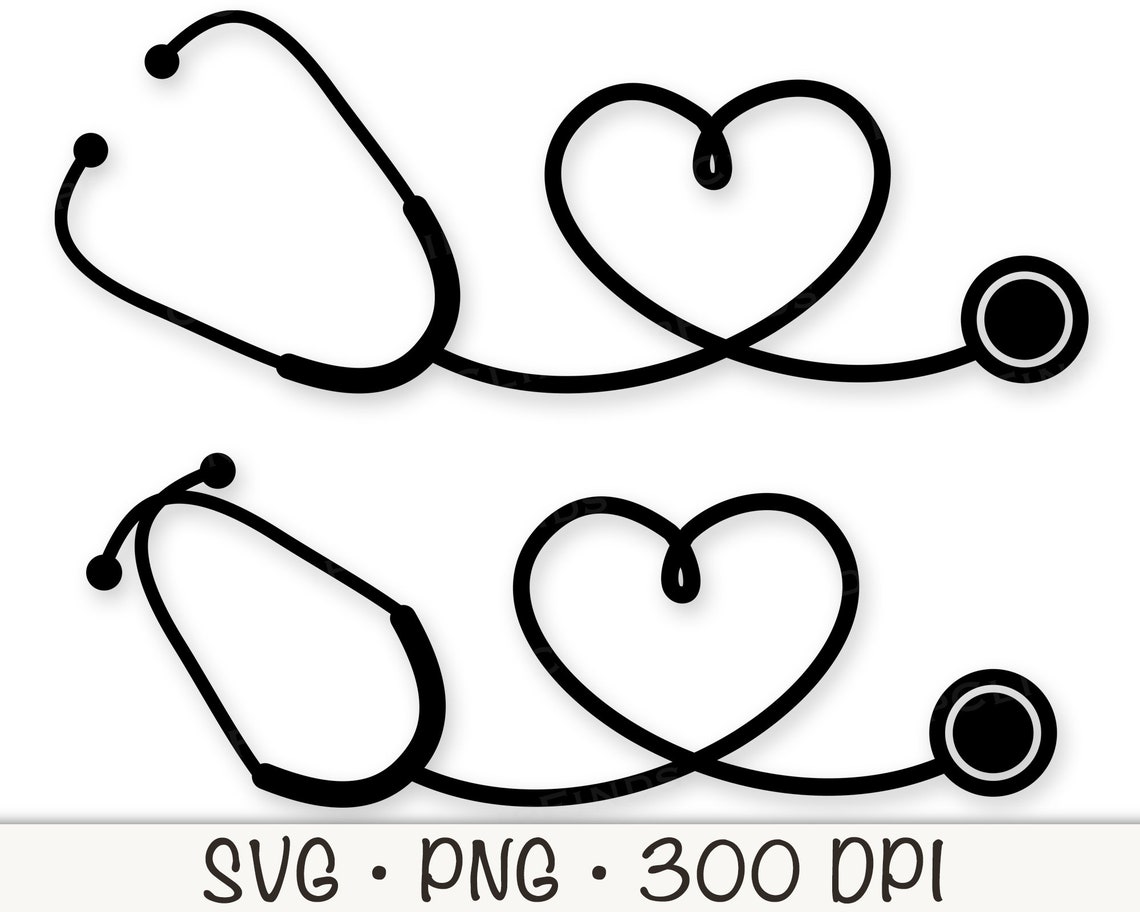 Stethoscope Heart SVG: Nurse Doctor Medical Clip Art (digital Download ...