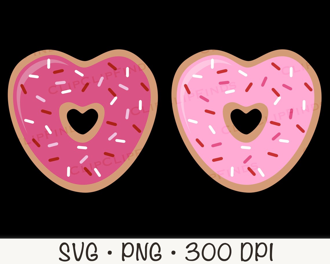 Heart Donuts SVG Heart-shaped Donuts Clipart Pink Donuts - Etsy
